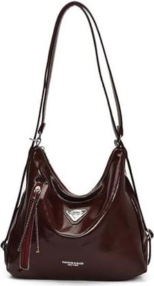 Generic Sac &agrave; main en PU - Couleur unie - Sac de voyage vintage - Sac &agrave; bandouli&egrave;re pour fille et femme - Cadeaux danniversaire, rouge bordeaux, 290.00 x 270.