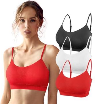 SHEKINI Soutien-Gorge de Sport Brassière Femme sans Armature avec Coussinets Bustier Top Sportswear Pilates Yoga Lot de 3 pour Femmes