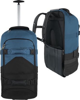 Normani Reisetasche Trolley mit Rucksackfunktion 90 Liter - Backpacker mit Frontloader praktischer Reisetrolley und Rucksack in Einem mit 7 F&auml;chern Farbe Schw