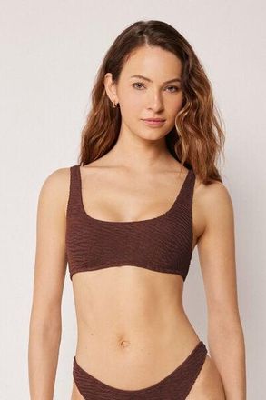 Calzedonia Bustier-bikinioberteil Crinkle Waves Braun