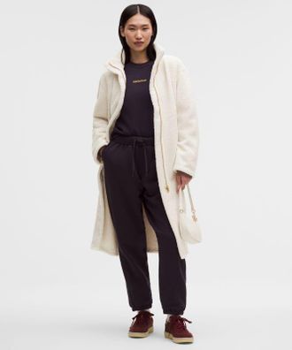 lululemon Lunar New Year Sueded Boucle Stand-Collar Coat f&uuml;r Frauen - Gr&ouml;&szlig;e XL in Light Ivory