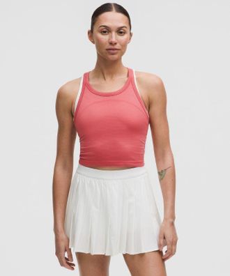 lululemon Swiftly Tech Crop-Tanktop mit Racerback 2.0 f&uuml;r Frauen - Gr&ouml;&szlig;e 12 in Desert Red