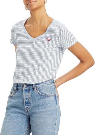 Levi's Perfect V-Neck T-Shirt Femme, Penny Stripe Kentucky Blue, XL