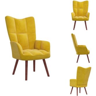 vidaXL Relaxsessel Senfgelb Samt - Sessel - Samt Sessel - Wohnraum Dekoration - Bequemes Sofa - Gelber Sessel