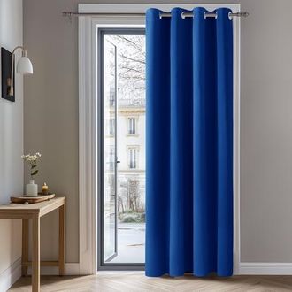 Deconovo Rideaux Occultants Isolant Thermique Anti Froid, 140X180 CM (Largeur X Hauteur), Rideaux pour Salon et Chambre, Design Moderne &agrave; Oeillets, Bleu Roi, 1