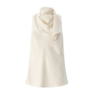 Vince Satin Bow-Neck Top - - Tops - Damen - Beige - XS