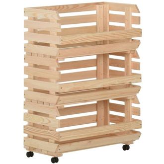 vidaXL Chariot &agrave; l&eacute;gumes 57x30x80 cm Bois de pin solide Vidaxl