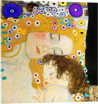 Posterlounge Mutter und Kind (Detail) Acrylglasbild von Gustav Klimt 40 x 40 cm Gelb Wandbilder Wanddeko