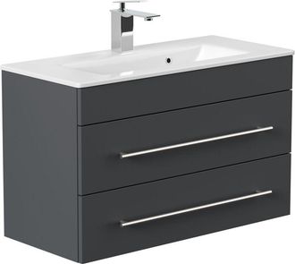 Magnolia Home Badm&ouml;bel Mars 800 SlimLine 80x36cm mit 2 SoftClose Schubladen grafit
