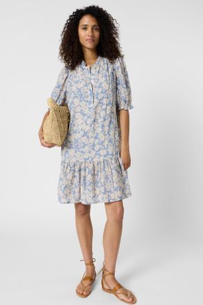 Gerard Darel Robe courte &agrave; fleurs et volants - ROMIE - Bleu ciel