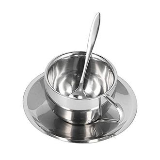 Generic RASTKY Ensemble de Tasses &agrave; caf&eacute; &agrave; Double Paroi en Acier Inoxydable, Durable pour Boissons Chaudes et Froides, pour la Cuisine et le Bureau, Ensemble 