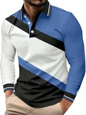 Generic T-shirts pour hommes, polos &agrave; manches longues, hauts de golf d&eacute;t&eacute;, rayures de couleur unie, polos pour hommes, t-shirts daffaires classiques, boutonn&eacute;