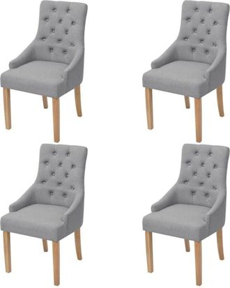 vidaXL Esszimmerst&uuml;hle 4 Stk. Hellgrau Stoff Vidaxl