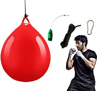 Generico Boxsack mit Wasser: Roter Boxsack gef&uuml;llt mit Wasser, Trainingsausr&uuml;stung f&uuml;r Kinder, Haken und Schlinge im Lieferumfang enthalten | Tragbares Krafttr