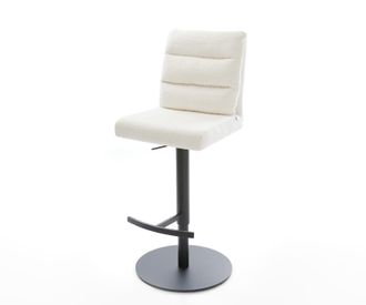 DELIFE Barstuhl Pela-Flex Boucl&eacute; Soft Beige Drehfu&szlig; h&ouml;henverstellbar Metall Schwarz, Barst&uuml;hle