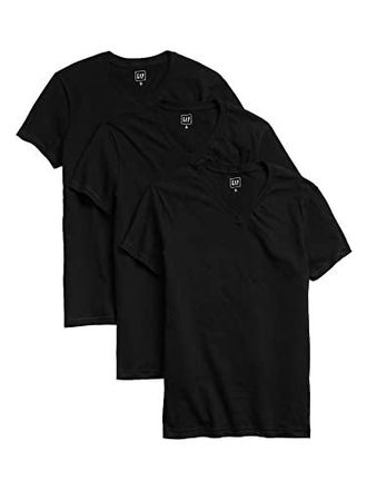 GAP 3-Pack V-Neck Tee T-Shirt, Noir v&eacute;ritable, Taille M Homme