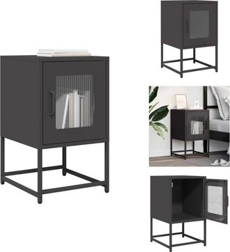 vidaXL Nachttisch Schwarz 36x39x60,5 cm Kaltgewalzter Stahl - Nachttisch - Nachttischschränke - Nachtschrank - Bettschrank