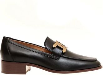 Tod's Black Leather Moccasins With Chain Accent - Gr. 40 (EU) - in Schwarz