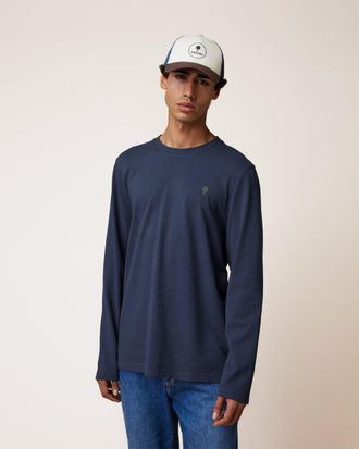 Faguo T-shirt manches longues bleu coton recycl&eacute;