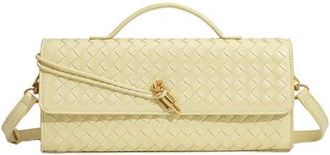 Generic Sac &agrave; bandouli&egrave;re tiss&eacute; pour femme, petit sac &agrave; main tiss&eacute; &agrave; la main pour femme, sac &agrave; bandouli&egrave;re tendance pour femme, sac long, jaune, 30.5*4*12.5cm