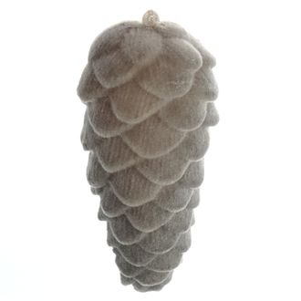 Gasper Weihnachtsanh&auml;nger Tannenzapfen Braun beflockt 12,5 cm - Kunststoff