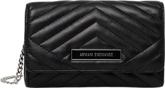 A|X Armani Exchange Femme, Sacs, Noir, Taille: ONE Size Portefeuille &agrave; rabat et bandouli&egrave;re matelass&eacute;e