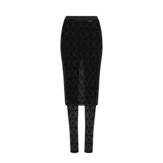 Marine Serre Moonogram Mesh Flock Pant-Skirt - - Trousers - Damen - Schwarzk - M