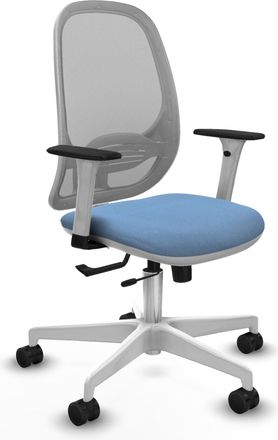 Piqueras y Crespo Blauer Schreibtischstuhl mit 1D-Armen, h&ouml;henverstellbare Lendenwirbelst&uuml;tze, ausgestattet mit Syncro/Translack und Schneidschaum, mit Rollen von 65 mm