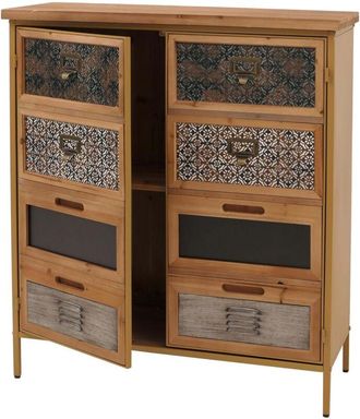 Hhg Apothekerkommode HHG-304, Schrank Highboard Stauf&auml;cher, Vintage Shabby-Look 94x80x35cm, blau
