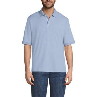 Lands End Supima Kurzarm-Polo, Classic Fit, Herren, Gr&ouml;&szlig;e:44-46 regular, Blau, Baumwolle, by Lands End