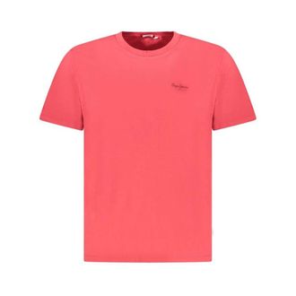 Pepe Jeans London Homme, Tops, Rouge, Taille: L T-shirt en coton rouge à col rond