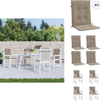 vidaXL Gartenstuhlauflagen f&uuml;r Niedriglehner 4 Stk. Taupe 100x50x3 cm - Sitzauflage - Gartenstuhlkissen - Outdoorkissen - Niedriglehner Auflagen