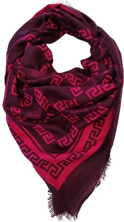Versace Femme, Accessoires, Violet, Taille: ONE Size Foulard Stola Pashmina Scialle Misto Cashmere