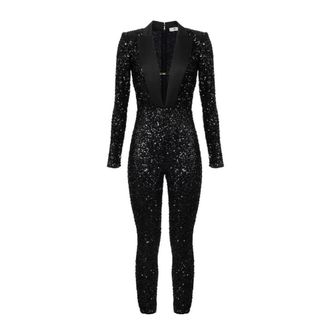 Elisabetta Franchi Red Carpet Pailletten-Jumpsuit - - Jumpsuits & Playsuits - Damen - Schwarzk - XS