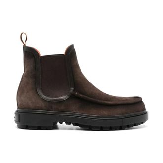 Santoni Homme, Chaussures, Brun, Taille: 42 1/2 EU Bottines Chelsea Marron Foncé Peaks