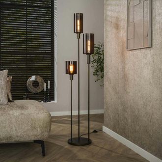 Pier Import Pier Import - Lampadaire vintage en verre brun - 3 lampes, tiges bronze nova
