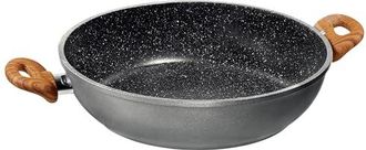 STONELINE Back to Nature Po&ecirc;le &agrave; Servir 28 cm, Made in Germany, cuire Sans Huile ni Graisse, Rev&ecirc;tement Antiadh&eacute;sif avec de vraies particules de pierre, adapt&eacute;e