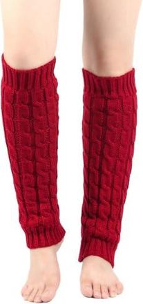 Generic Hommes Femmes Hiver Ceinture en Peluche Laine Douces Hosiery Tricot&eacute; Laine Chaude Jambes Bottes &Eacute;paissies Chaussettes Chauffe-pieds Batterie, rouge, t