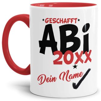 Tassendruck Abi-Tasse Geschafft Abi 20XX - Selbst gestalten mit Jahr und Name zum bestandenen Abitur/Schule/Lehrer/personalisierte Geschenk-Idee/Innen & Henkel Ro