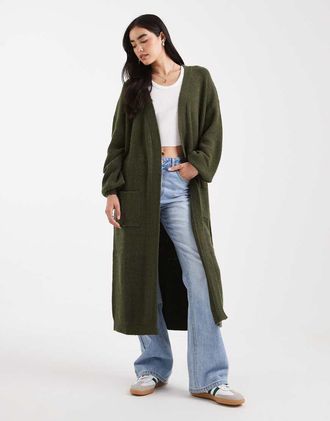 Miss Selfridge Gilet long - Kaki-Vert