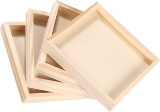 Cabilock 4st&uuml;cke Holztablett Mit Puzzlebl&ouml;cken Puzzle-Spielzeug Serviertablett Aus Unbehandeltem Holz Tablett Zum Aufbewahren Und Organisieren