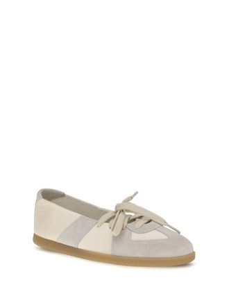 Maison Margiela Womens Lace-Uo Ballerinas Bleached Sand Flat Shoes