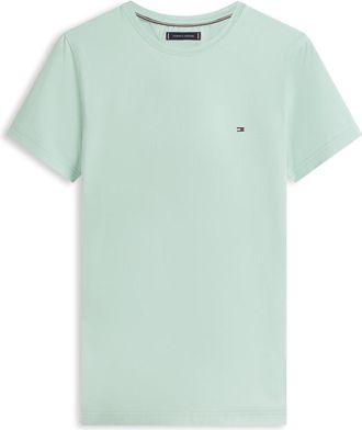 Tommy Hilfiger Stretch-T-Shirt mit kleiner Logo-Stickerei, Slim Fit in