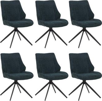 Hhg 6er-Set Esszimmerstuhl HHG 026, K&uuml;chenstuhl, drehbar Auto-Return, Stoff/Textil Chenille (320g/m&sup2;) &Ouml;ko-Tex petrol-gr&uuml;n