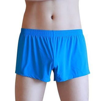 Generic Boxers pour homme XXL - Sous-v&ecirc;tements pour homme - Sous-v&ecirc;tements d&eacute;contract&eacute;s - Couleur unie - En soie glac&eacute;e - R&eacute;tro - Stretch - Classique - &Eacute;t&eacute;, b