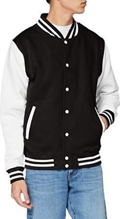 Awdis AWDis Varsity Jacket, Sweat-Shirt Homme, Multicoloured (Jet Black/White), XL