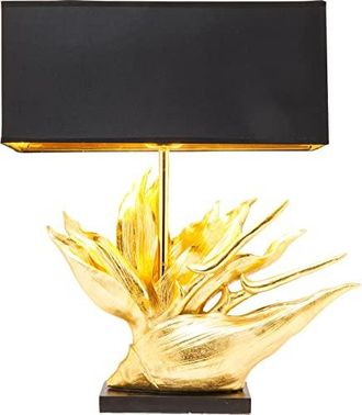 Kare Design Design Tischlampe Tropical Flower Schwarz/Gold, Desk Lamp, Tischleuchte, Dekoleuchte, Office Lampe, Nachttischlampe, Schreibtischlampe, kein Leuchtmit