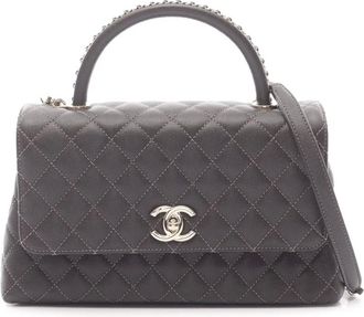 Chanel 2019 kleine Coco Satchel-Tasche aus gestepptem Kaviarleder - Braun