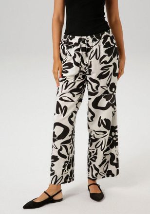 Aniston Schlupfhose mit gro&szlig;fl&auml;chigen Bl&auml;ttern bedruckt
