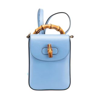 Gucci Sac &agrave; main sup&eacute;rieur Pre-owned en cuir de veau bambou - Femme - Pre-owned - Bleu - Taille: ONE Size